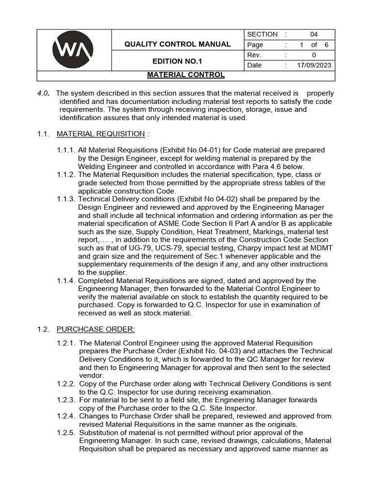 09-Sec 4 - Material Control | PDF