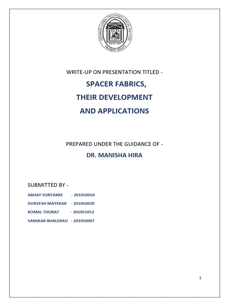 Write Up Spacer Fabrics Pdf