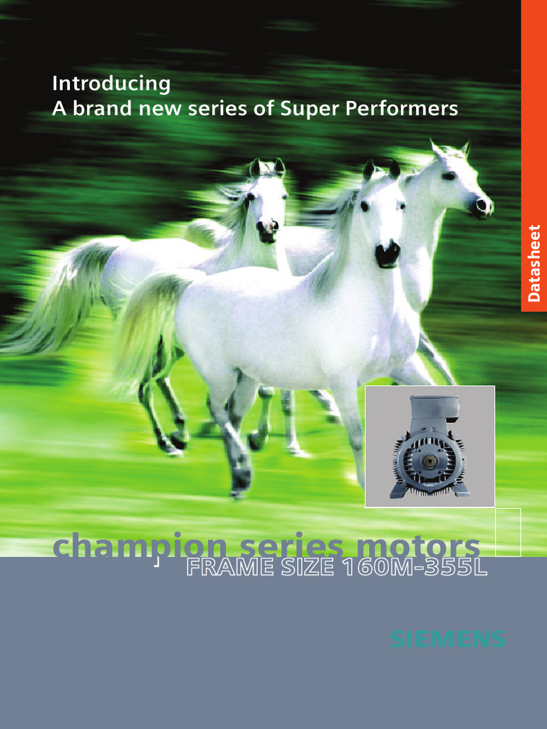 Siemens 15 HP Champion Motor Datasheet | PDF | Electric Motor | Efficient Energy Use