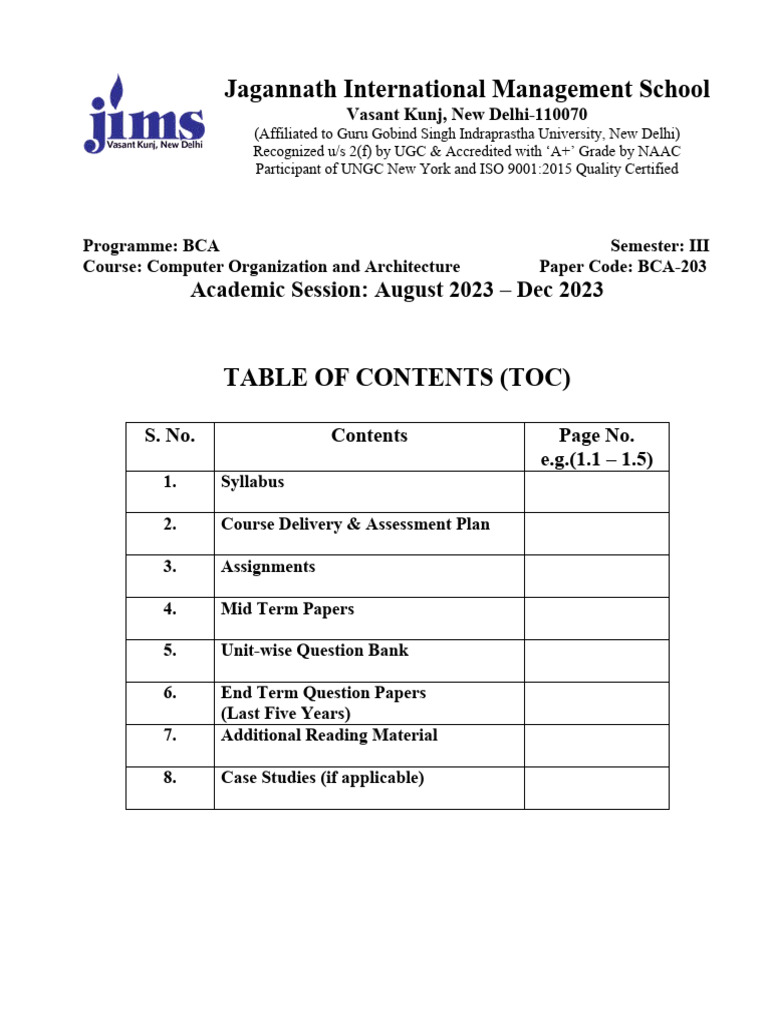 Course Manual Computer Organization & Architecture | PDF | Computers