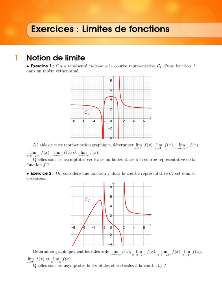 Limites de Fonctions : Exercices Avancés | PDF
