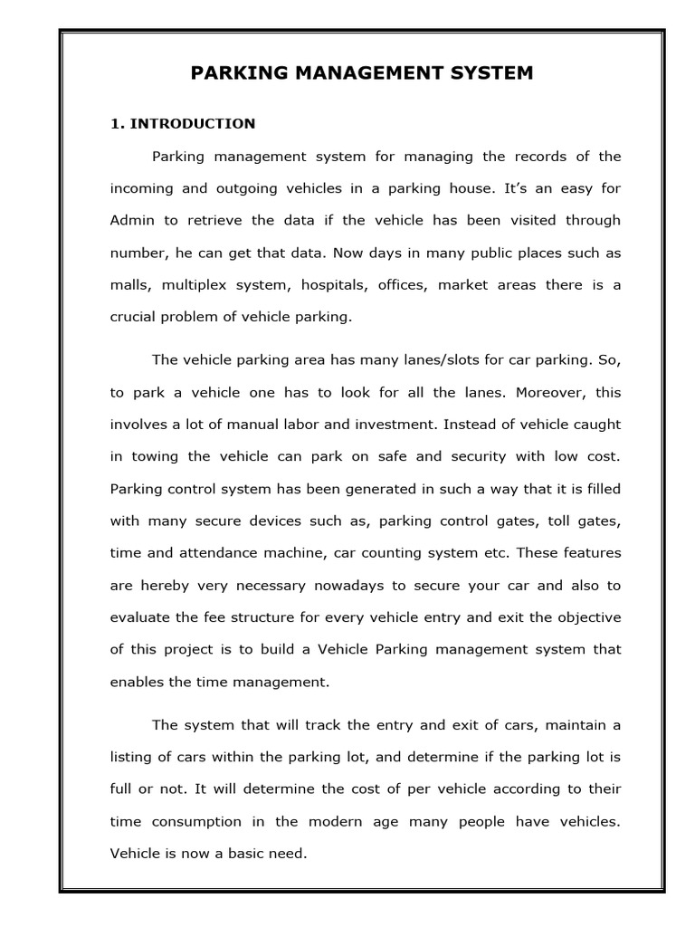 Vehicle Parking Management System Proposal | PDF | Technology & Engineering