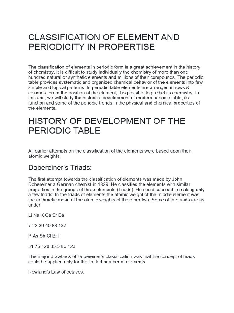 Classification of Element and Periodicity in Propertise | PDF | Ion ...