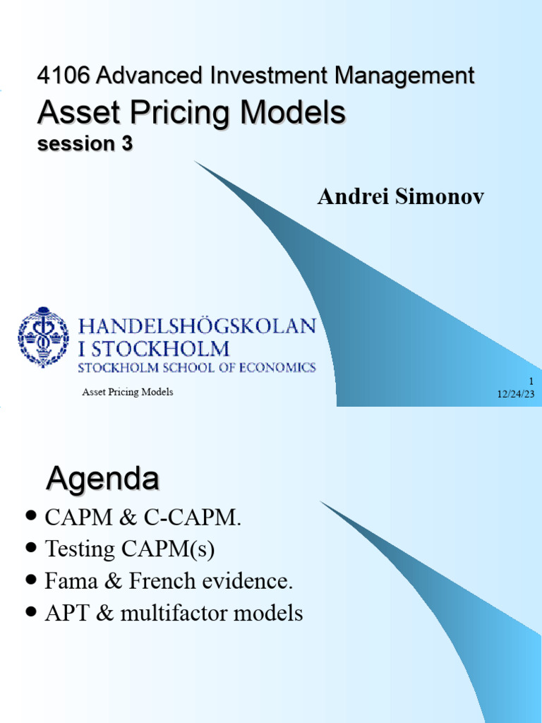 CAPM & Risk Premium | PDF | Capital Asset Pricing Model | Beta (Finance)