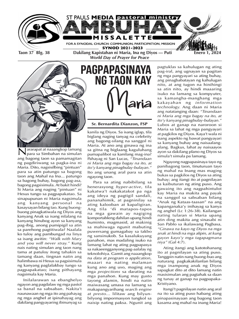 Enero 1, 2024 - Dakilang Kapistahan Ni Maria, Ina NG Diyos | PDF