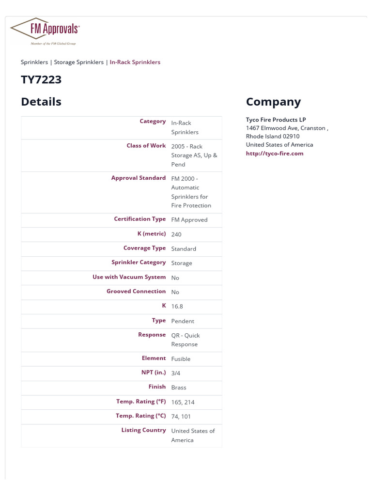 Ty7223 FM | PDF | Fire Sprinkler System | Corrosion