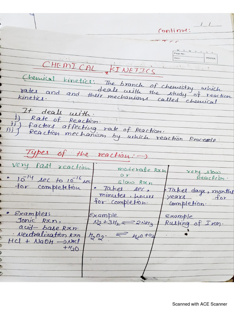Chemical Kinetics Notes 12th | PDF