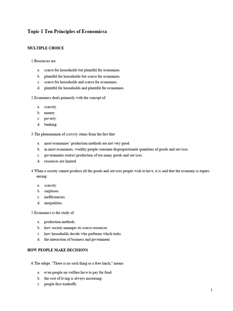 Economics Principles and Decision-Making | PDF | Finance & Money Management