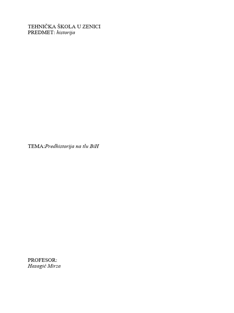 Predhistorija Na Tlu BiH | PDF