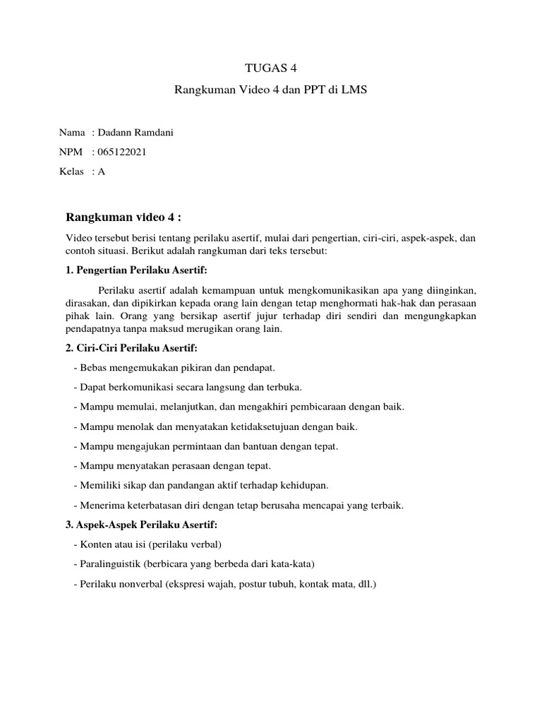 Dadan Ramdani - 065122021 - A - TUGAS 4 | PDF