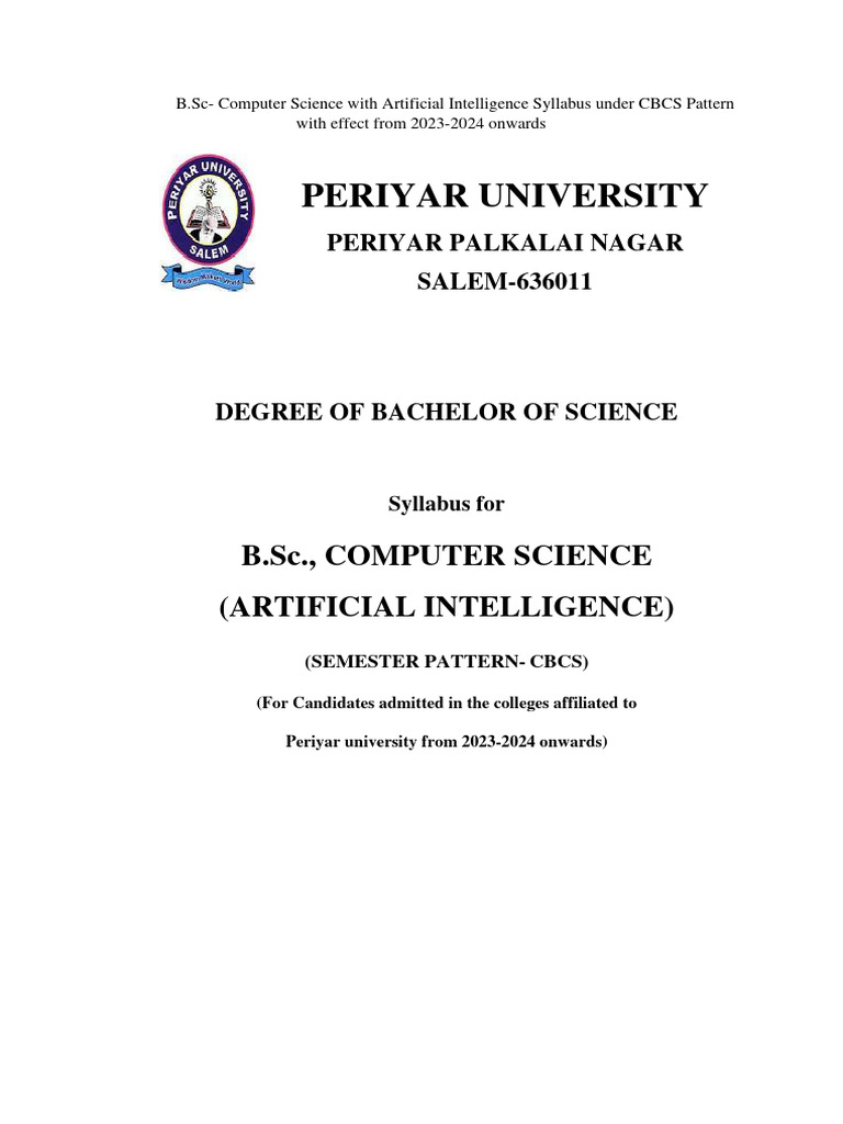 B.SC., Computer Scince With Artificial Intelligence | PDF | Artificial Intelligence ...
