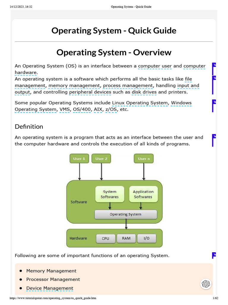 Operating System - Quick Guide | PDF Operating System - Quick Guide | PDF