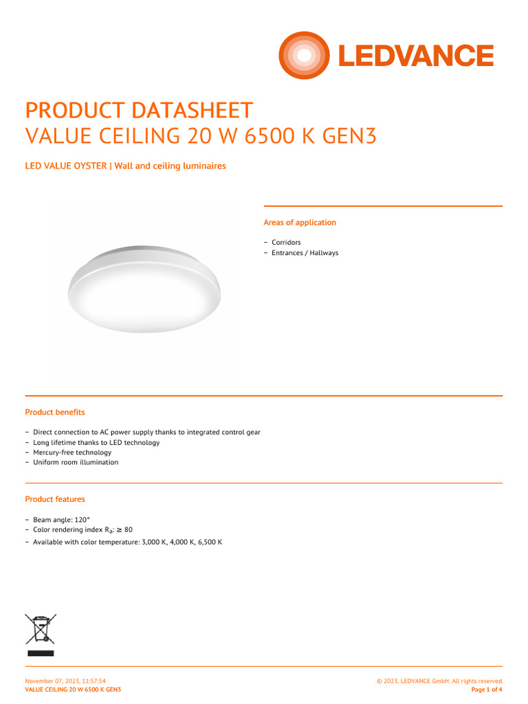 VALUE CEILING 20 W 6500 K GEN3 en | PDF | Manufactured Goods ...
