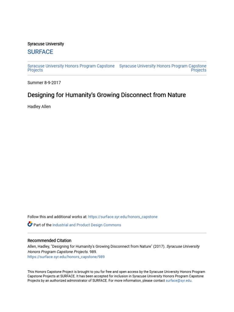 Designing For Humanity's Growing Disconnect From Nature | PDF | Nature ...
