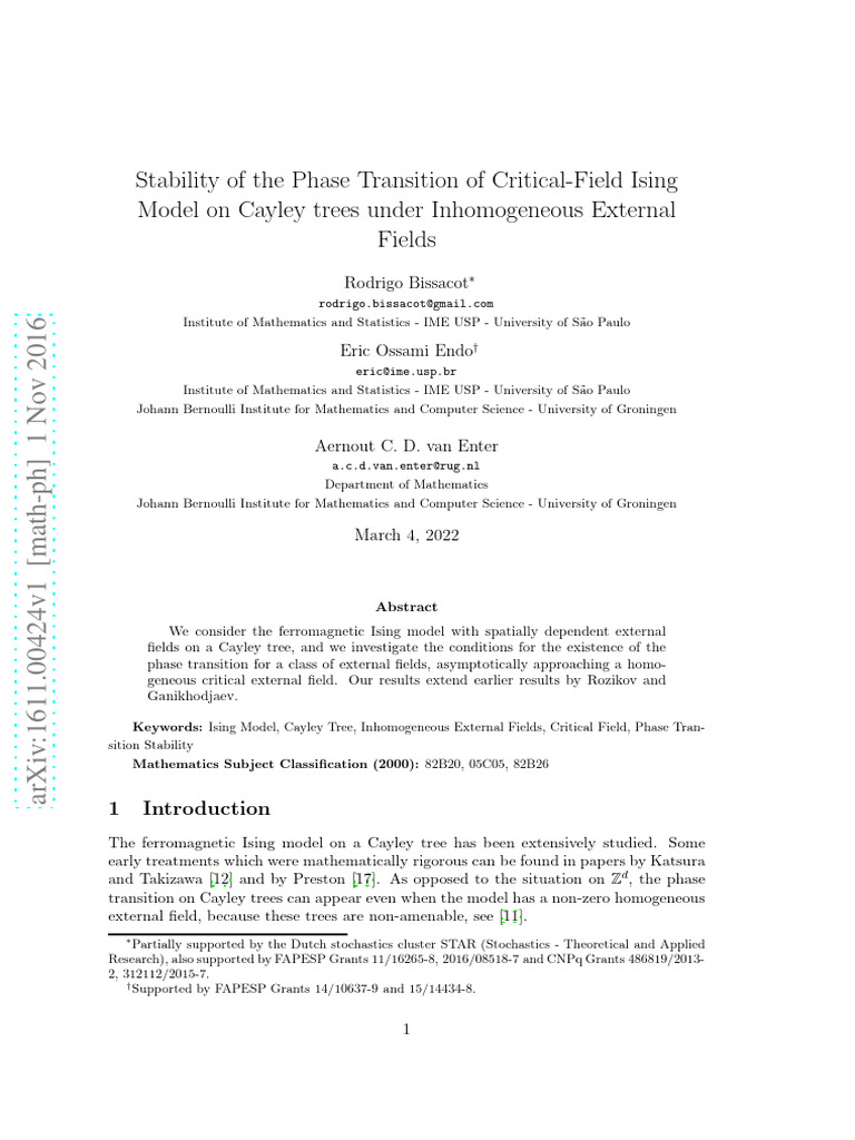 Stability of The Phase Transition of Critical-Field Ising Model On ...