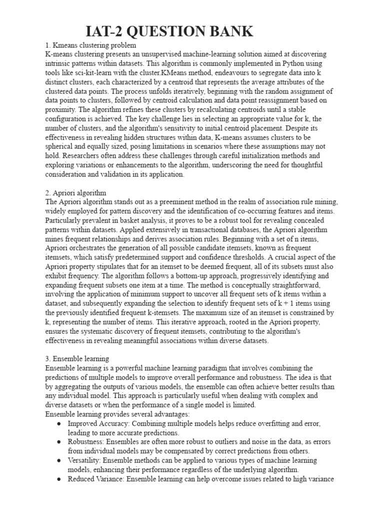 AIML IAT-2 QuestionBank | PDF