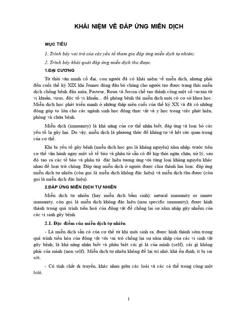 Bai1 - Khai Niem Ve Dap Ung Mien Dich | PDF