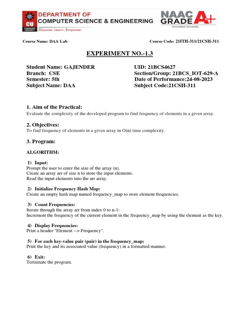 Experiment No. 1.3 | PDF