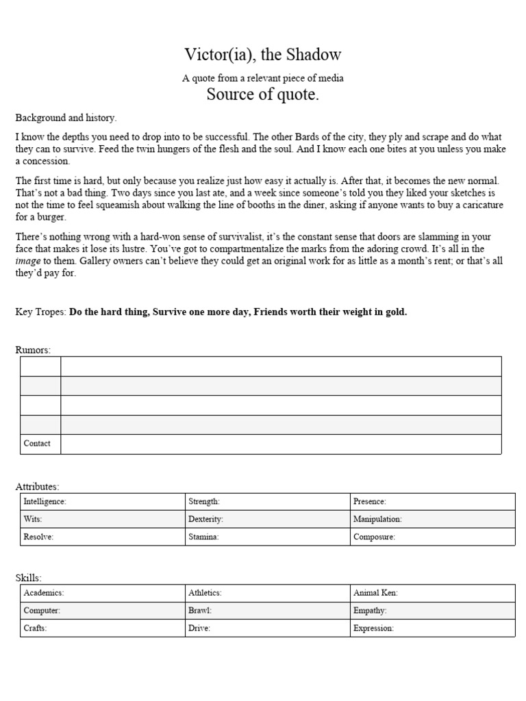 Victor (Ia), The Shadow | PDF