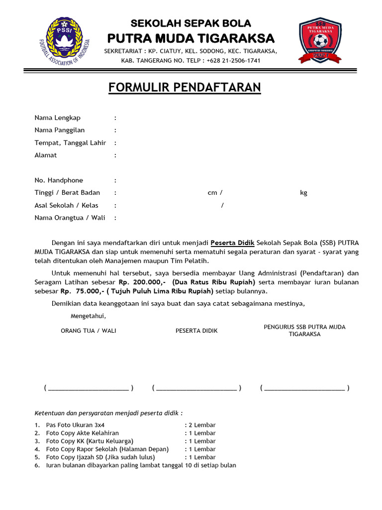 Form Pendaftaran SSB PMT Rev.1 | PDF
