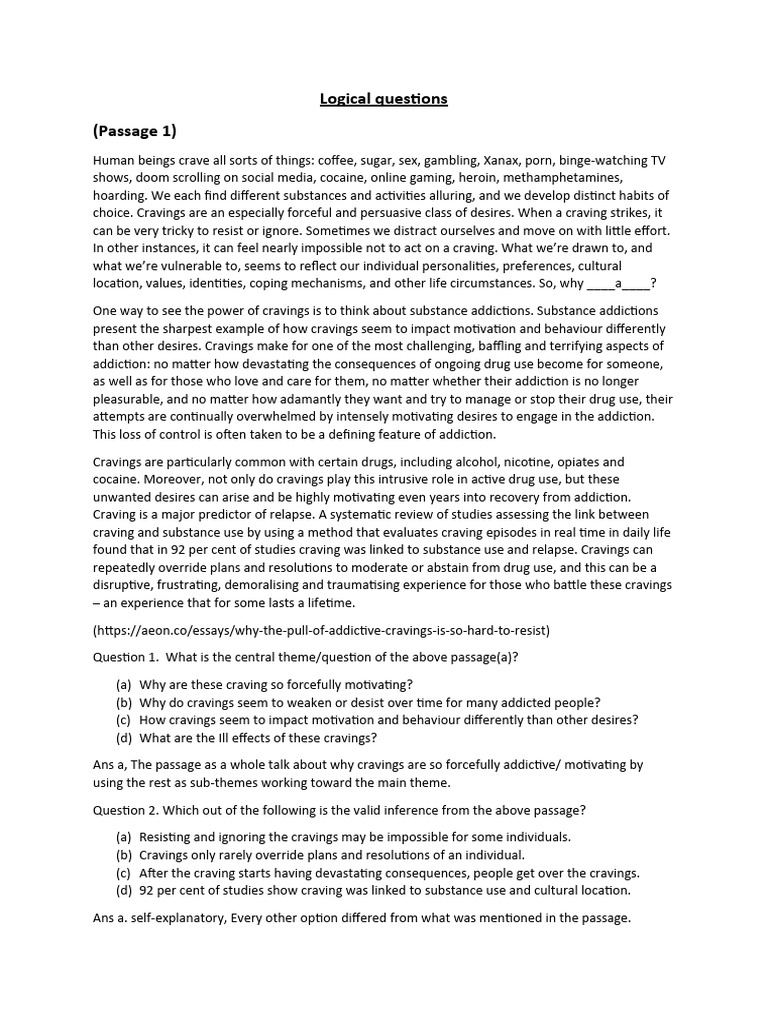 Logical Questions | PDF | Psychosis | Thought