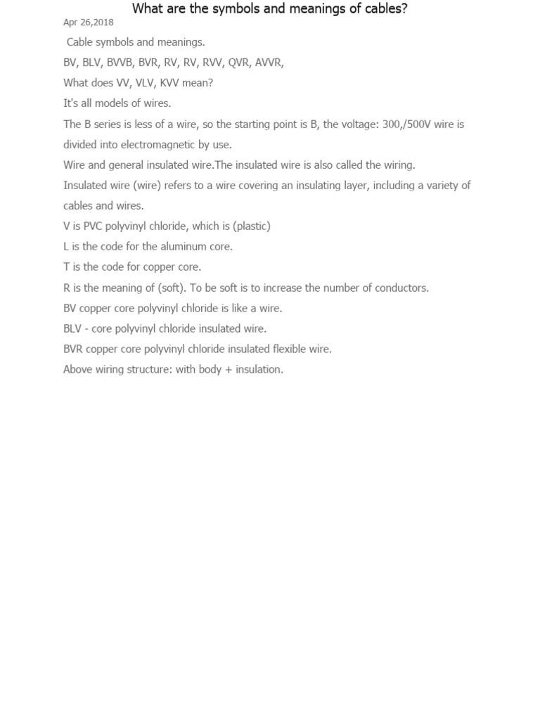 What Are The Symbols and Meanings of Cables | PDF