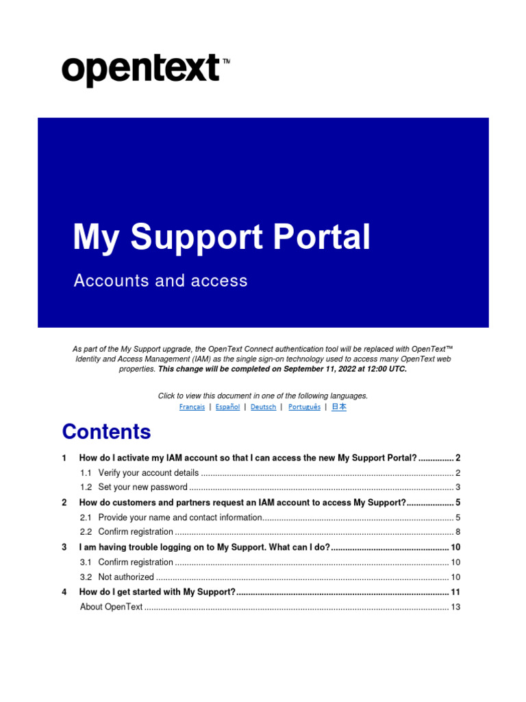 Opentext My Support Activation and Accounts Faq en | PDF | Password | Login