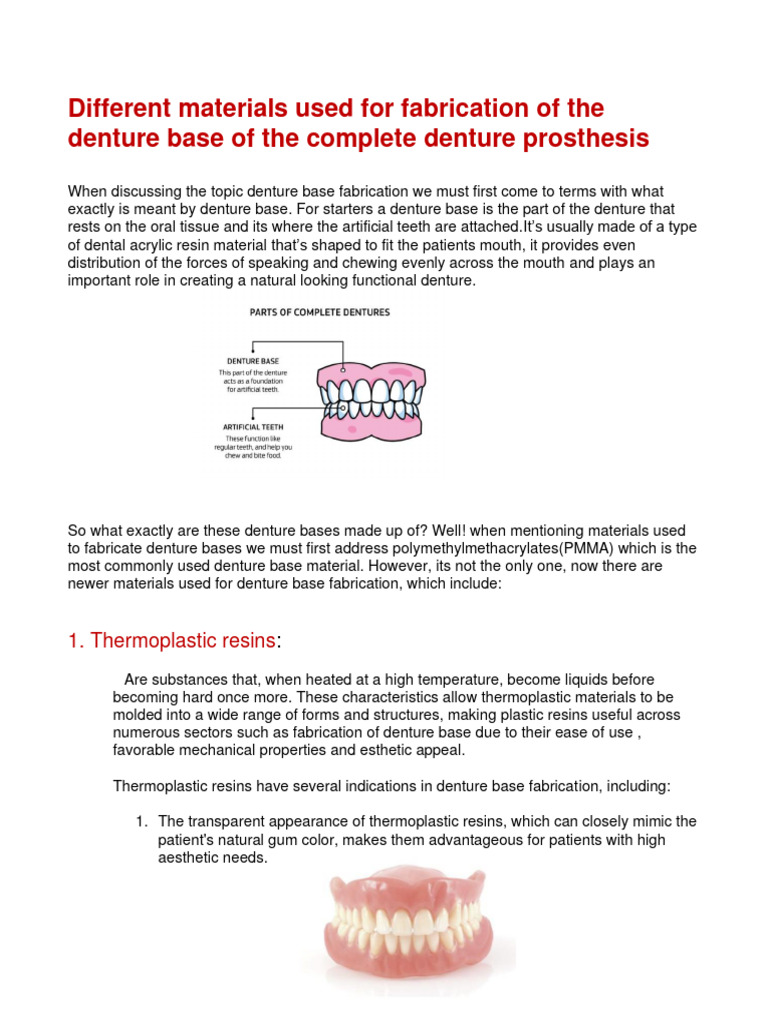 Removable Assignment | PDF | Dentures | Poly(Methyl Methacrylate)