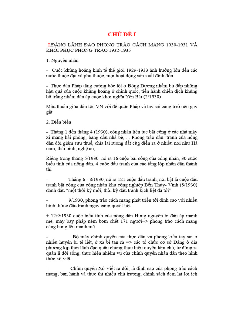 Phong trào dân chủ 1936-1939 Điều kiện lịch sử và chủ trương của Đảng | PDF