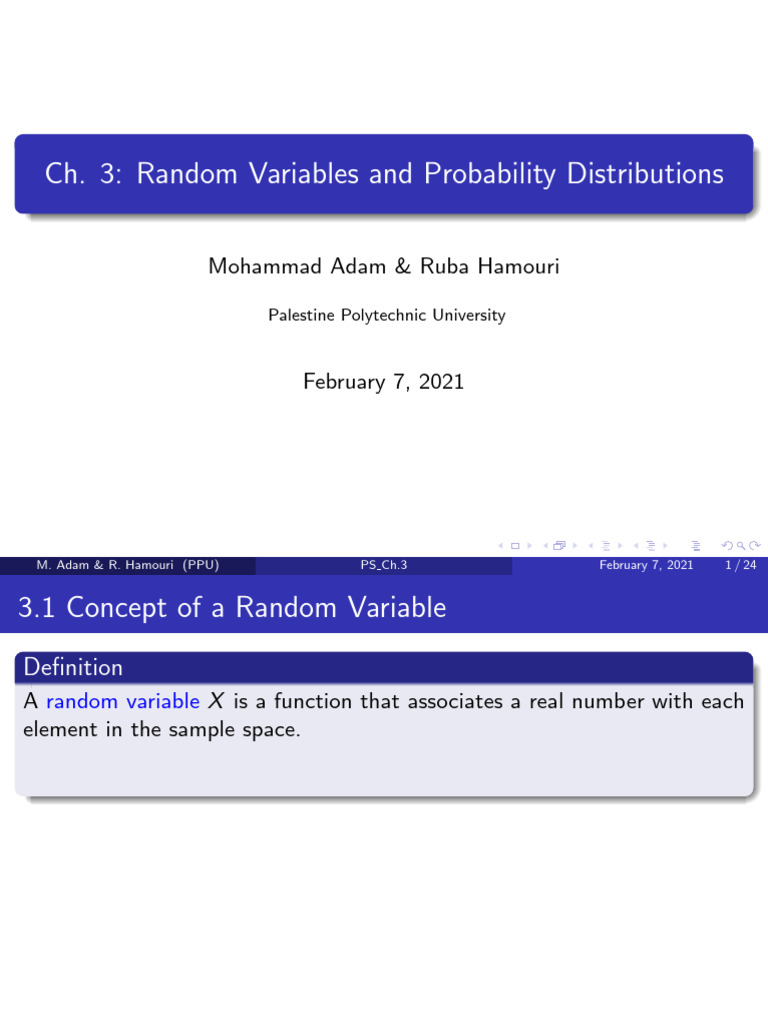 CH 3 | PDF | Probability Distribution | Random Variable