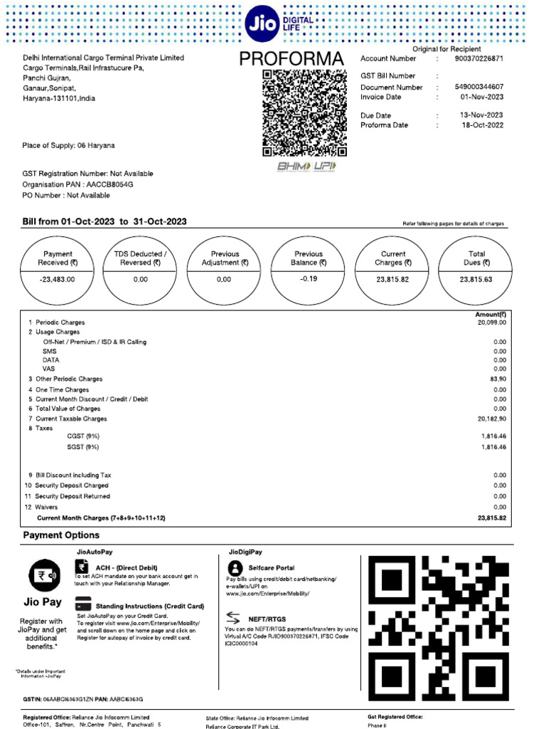 Jio Bill April | PDF