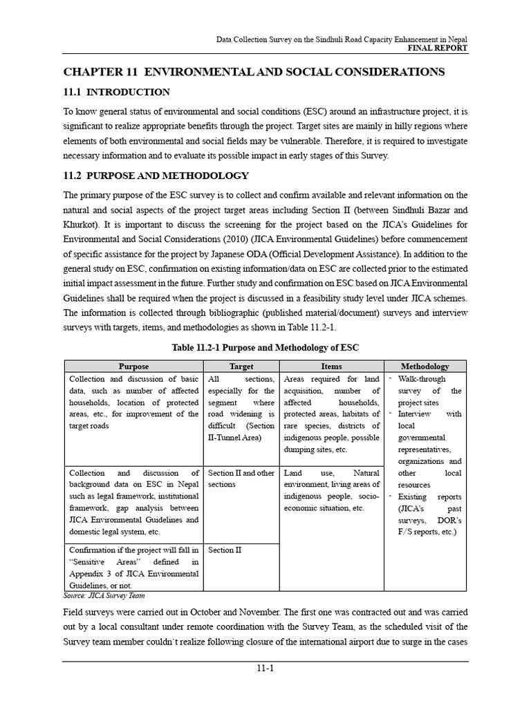 Chapter 11 Environmental and Social Considerations: Table 11.2-1 ...