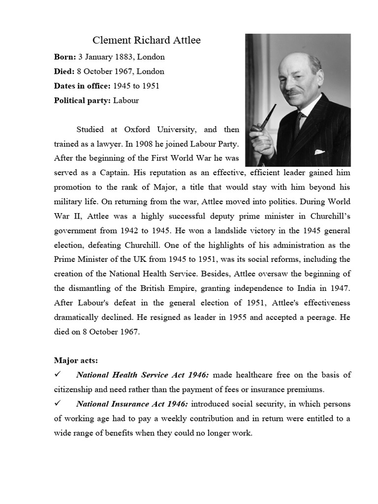 Clement Richard Attlee | PDF | Labour Party (Uk) | Government