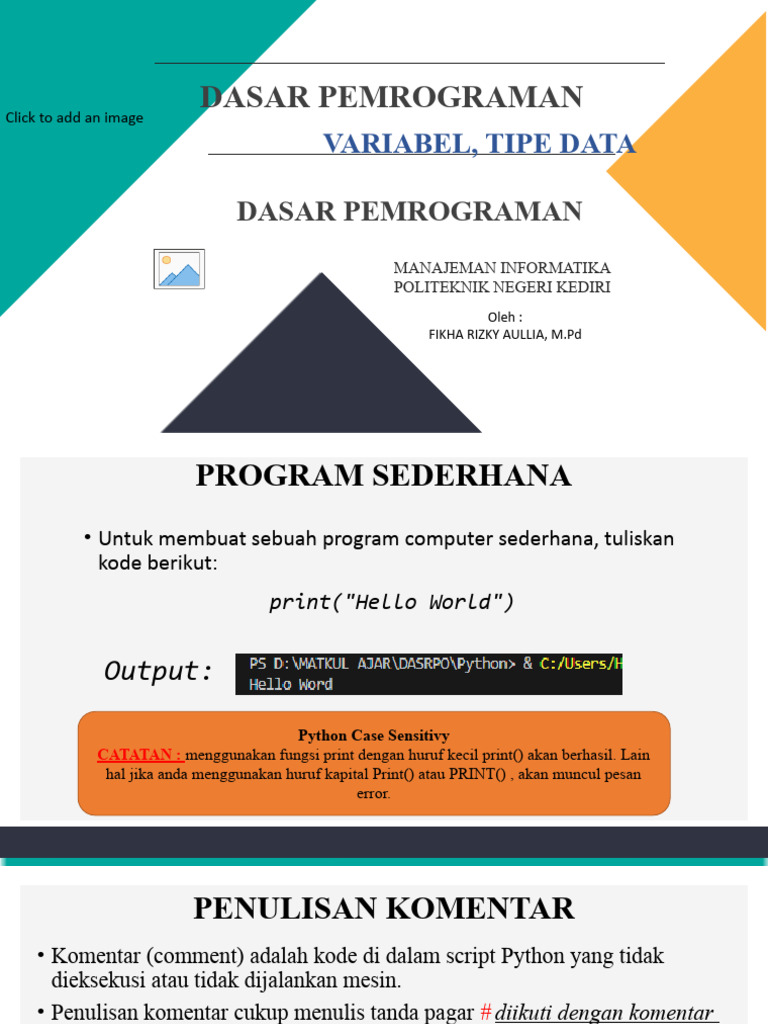 Tipe Data, Variabel, Nilai, Flow | PDF