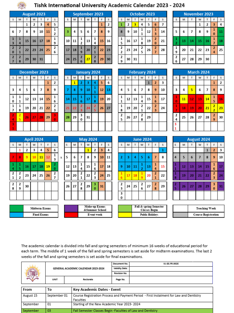 General Academic Calendar 2023 2024 1 | PDF