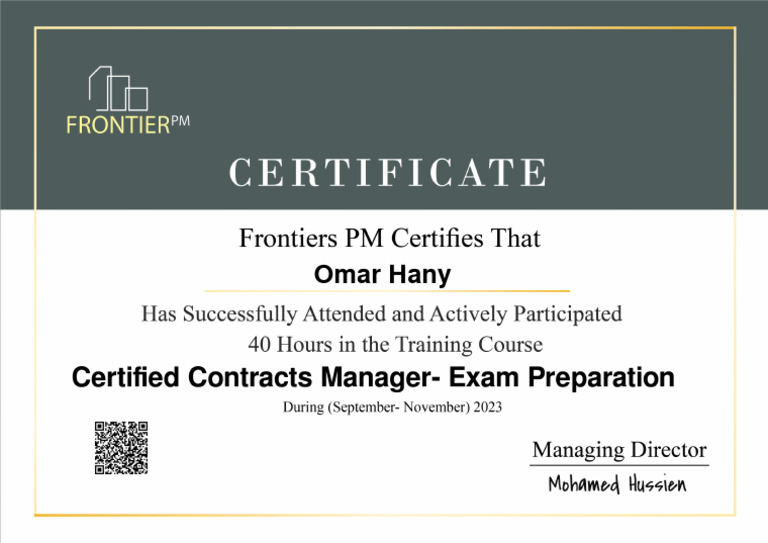 Certified Contracts Manager Certificate | PDF | Business | Computers