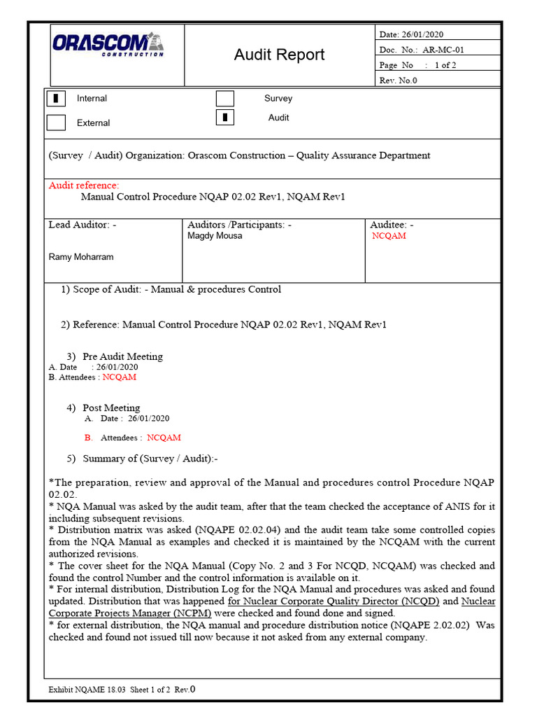 MC-01 Audit Report | PDF | Auditor's Report | Audit