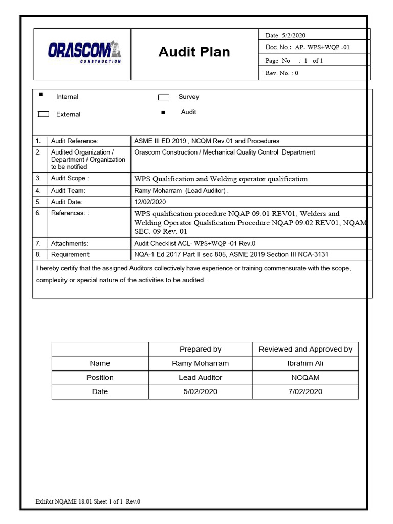 WPS+WQP-01 Audit Plan | PDF