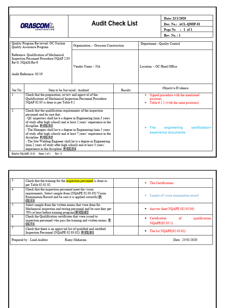 Acl Qmip 01 | PDF | Audit | Business