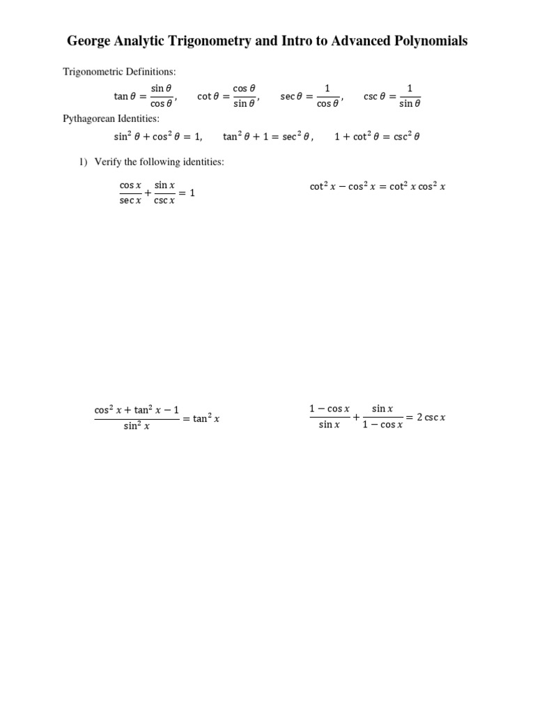 Trig and Long Division 7 | PDF