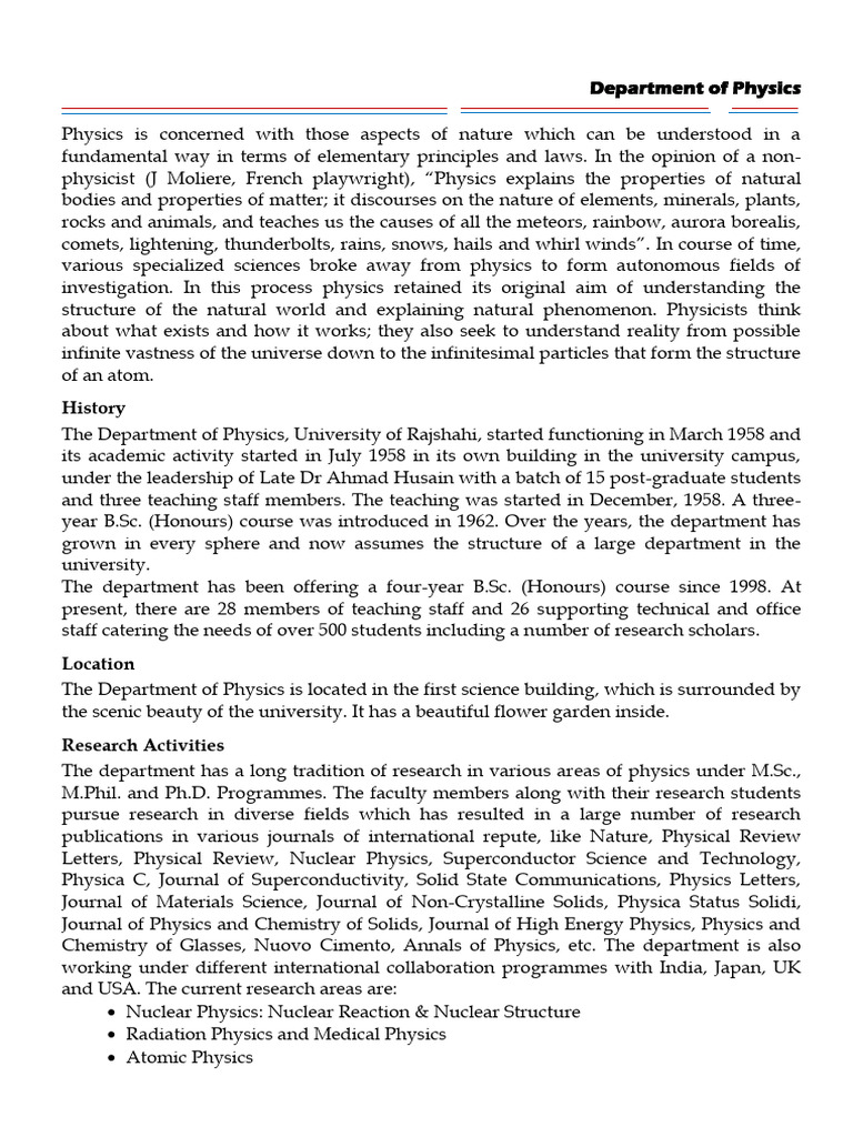 BSC Hons Physics Curriculum RU | PDF | Teaching Methods & Materials | Technology & Engineering