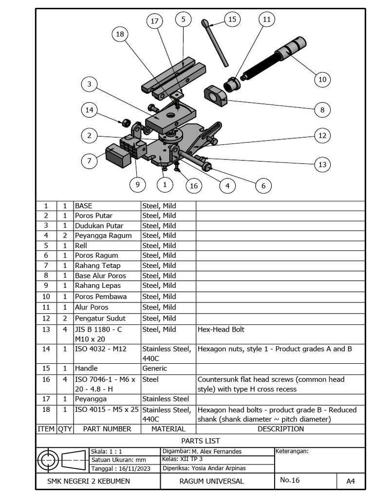 Mild Steel Parts List for Ragum Universal | PDF