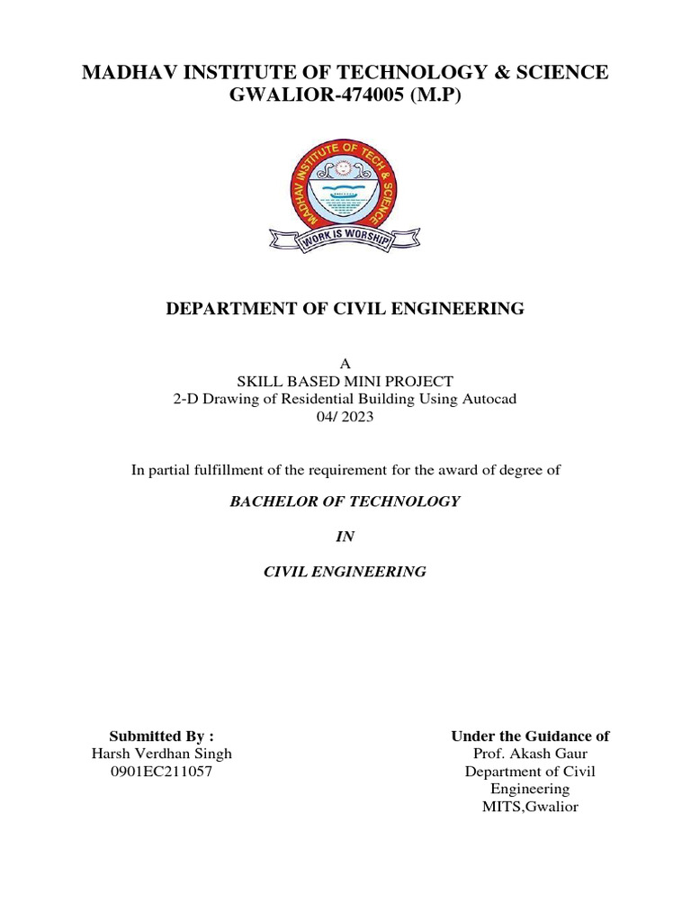 AutoCAD Mini Project: Residential Design | PDF | Computer Aided Design ...