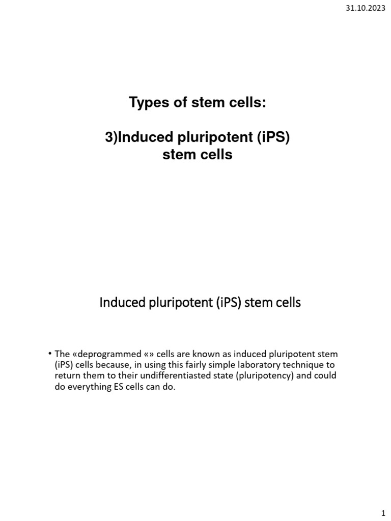3 Induced Pluripotent Stem Cells | PDF