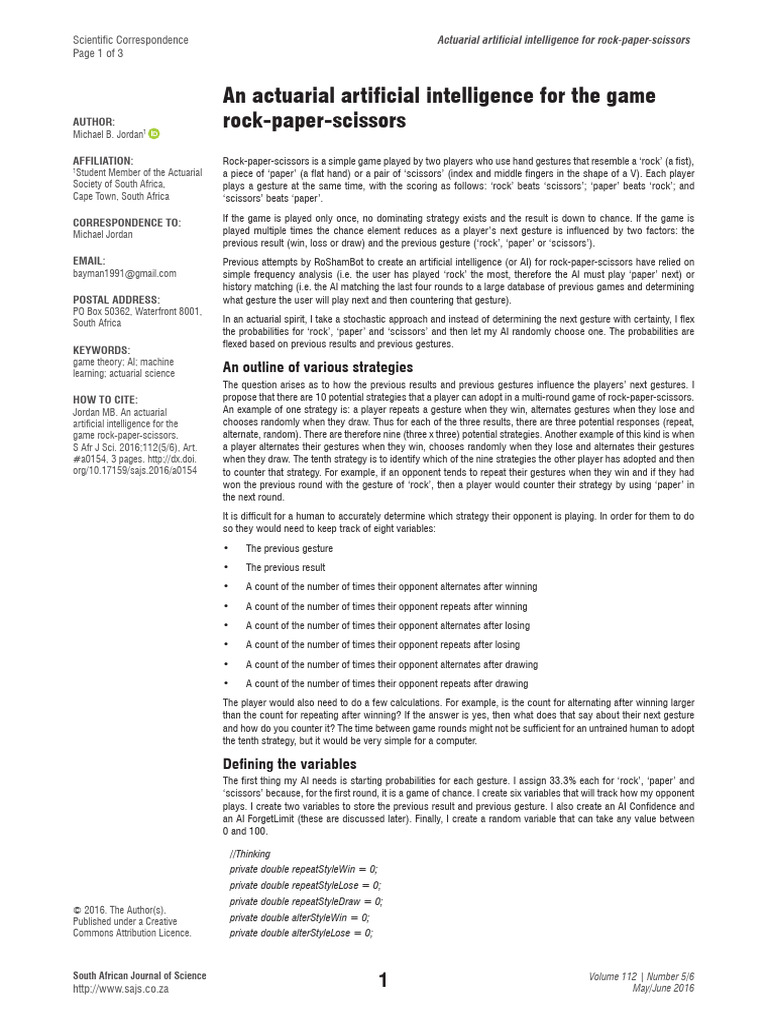 An Actuarial Artificial Intelligence For The Game | PDF | Artificial ...