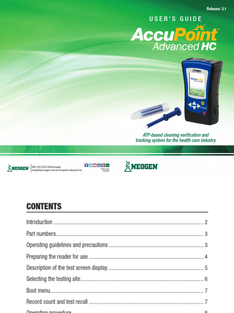 AccuPoint HC ATP Cleaning Validation Guide | PDF | Technology & Engineering