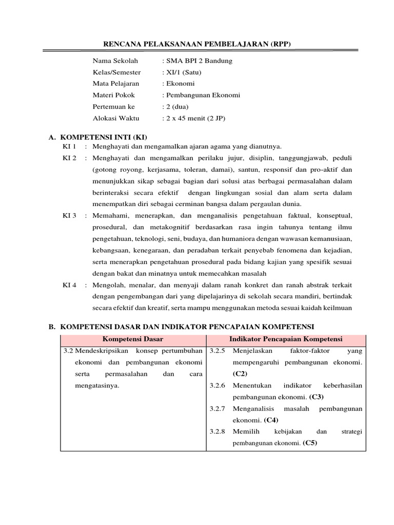 Contoh RPP k13 - 2023 | PDF
