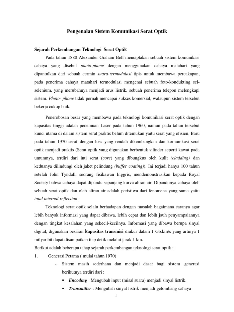 Pengenalan Sistem Komunikasi Serat Optik | PDF