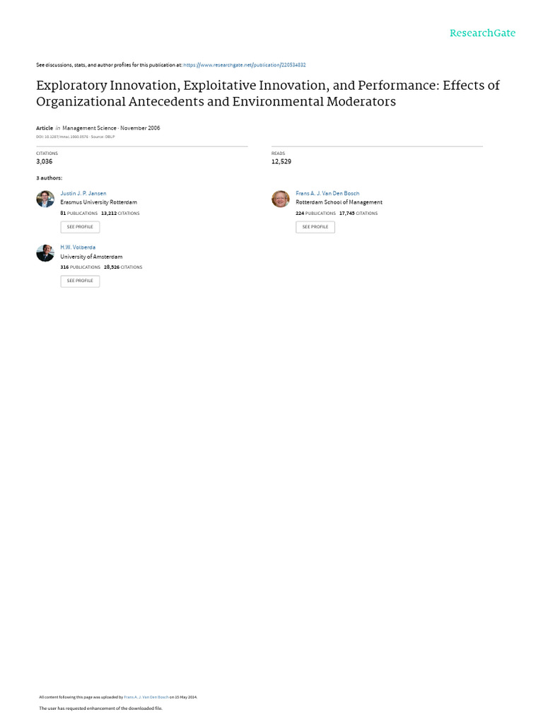Exploratory Innovation Exploitative Innovation and | PDF | Innovation ...