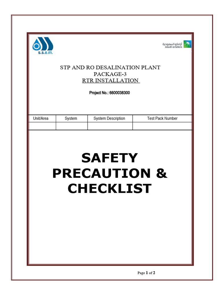 Test Legend & Safety Checklist | PDF | Science & Mathematics